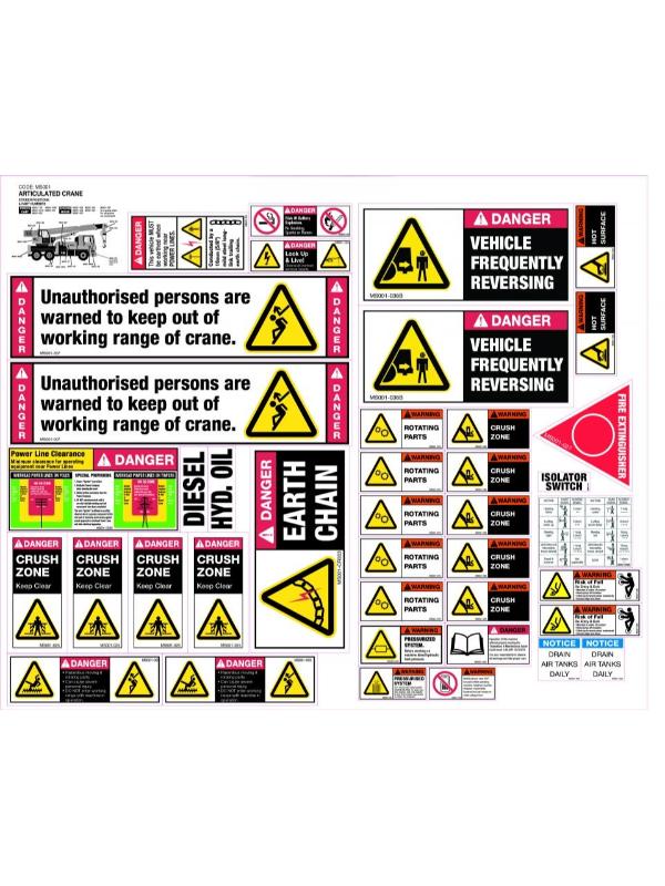 Machinery Sticker Sets Articulated Crane (39 decals per sheet) | Australia