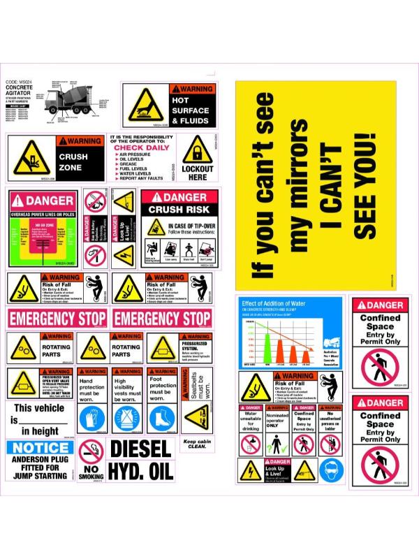 Machinery Sticker Sets Concrete Agitator (32 decals per sheet) | Australia