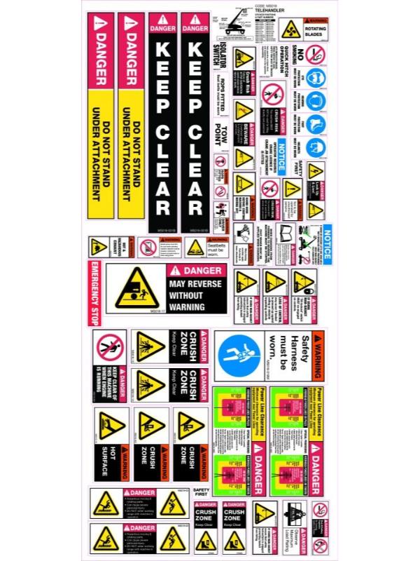 Machinery Sticker Sets â€“ Tele Handler (42 decals per sheet) | Australia